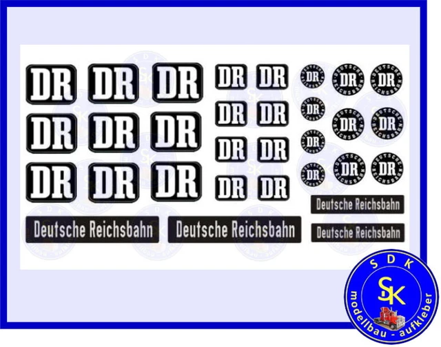DR DEUTSCHE REICHSBAHN DDR Aufkleber Decals schwarz eckig rund - Spur G ...