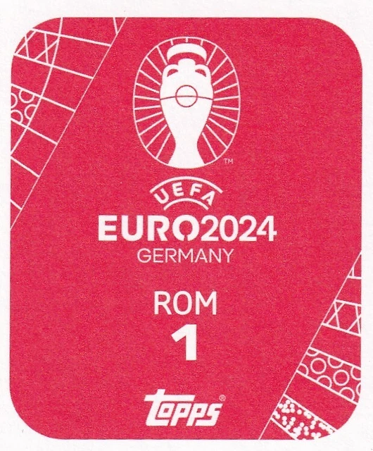 ADESIVO TOPPS UEFA Euro 2024 Svizzera ROM 1 Logo Romania Oro Parallelo ...