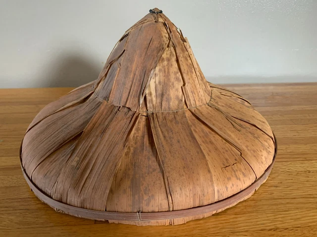 VINTAGE LARGE CONICAL Hat Handmade Asian Sun Rice Oriental Coolie BOHO ...