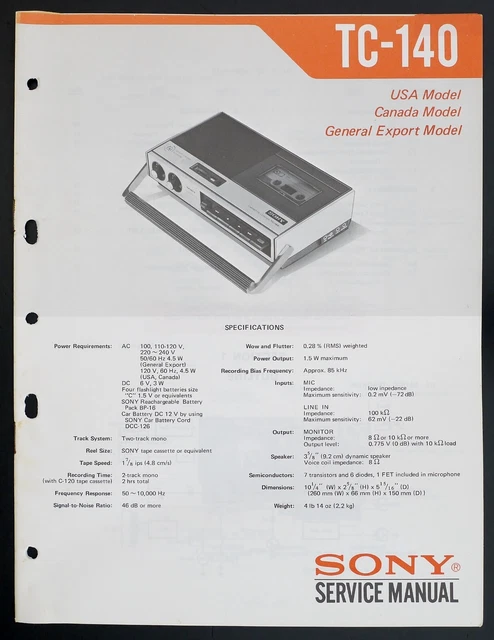 ORIGINAL SONY CF-300 Radio Cassette-Corder Service-Manual/Diagram/Parts ...
