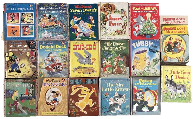 17 VINTAGE CHILDREN Books Little Golden Book Disney Mickey Mouse Dumbo ...