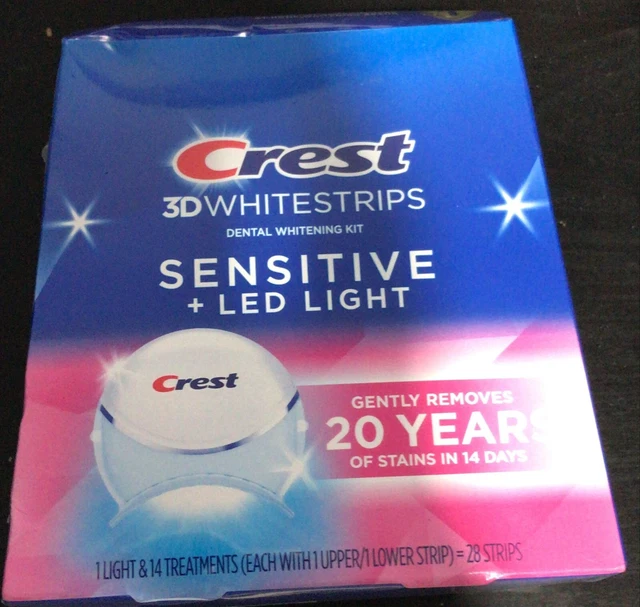CREST 3D WHITESTRIPS Sensible + Lumière Led 28 Bandes = 14 Traitements ...