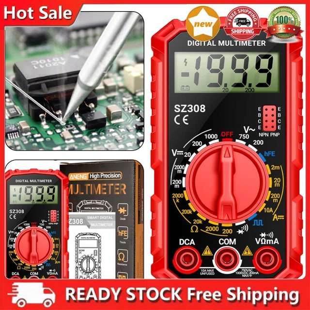 DIGITAL MULTIMETER HFE Triode Buzzer Multimeter 1999 Counts LCD High ...