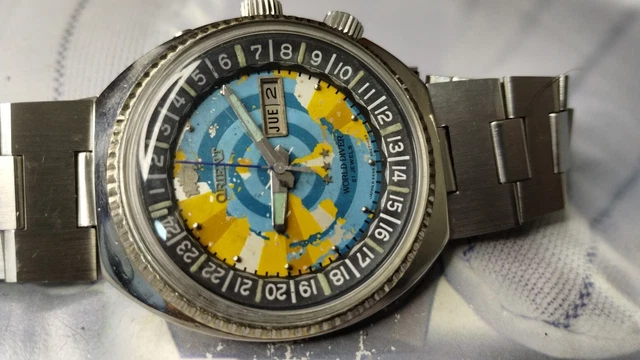 ORIENT DIVER CALIBRO 4694 3 Antigo World Map Unico Colecão1969 REF ...
