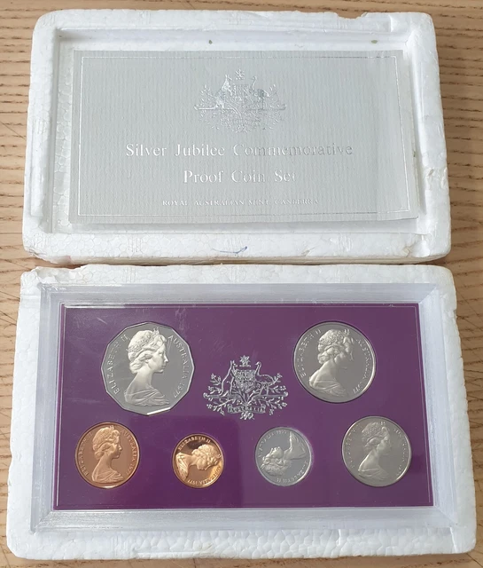 ROYAL AUSTRALIAN MINT 1977 Silver Jubilee Decimal 6 Coin Proof Set £26. ...