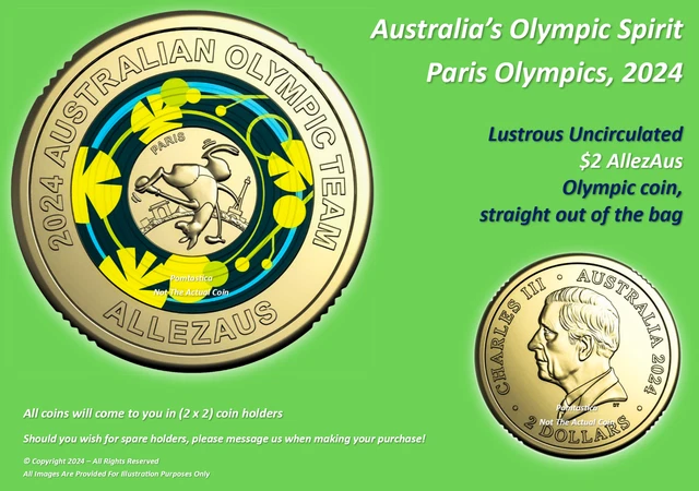 2024 PARIS OLYMPICS: One Uncirculated $2 Coloured Commemorative Coin ...