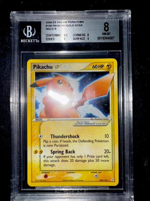 POKEMON PIKACHU GOLD Star 104/110 Holo ENG BGS 8 MINT - No Charizard ...