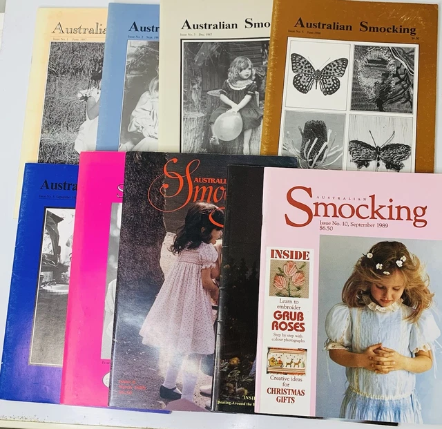 AUSTRALIAN SMOCKING EMBROIDERY Magazine 9 Lot 1987-89 Issues 1-3 & 5-10 ...