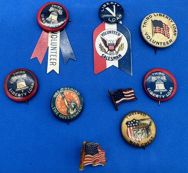 LOT WWI WW2 US Flag Liberty Loan War Chest Buttons Pins $50.00 - PicClick