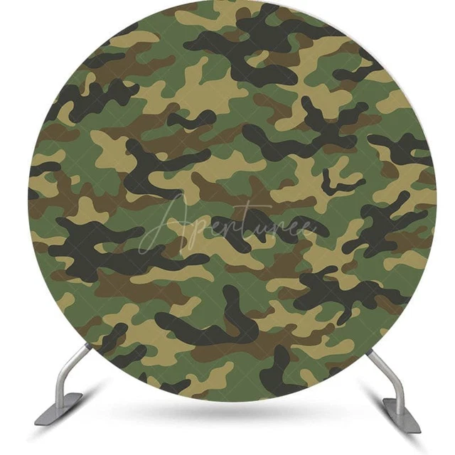 GREEN CAMO MILITARY Theme Party Round Backdrop Kit $37.94 - PicClick AU