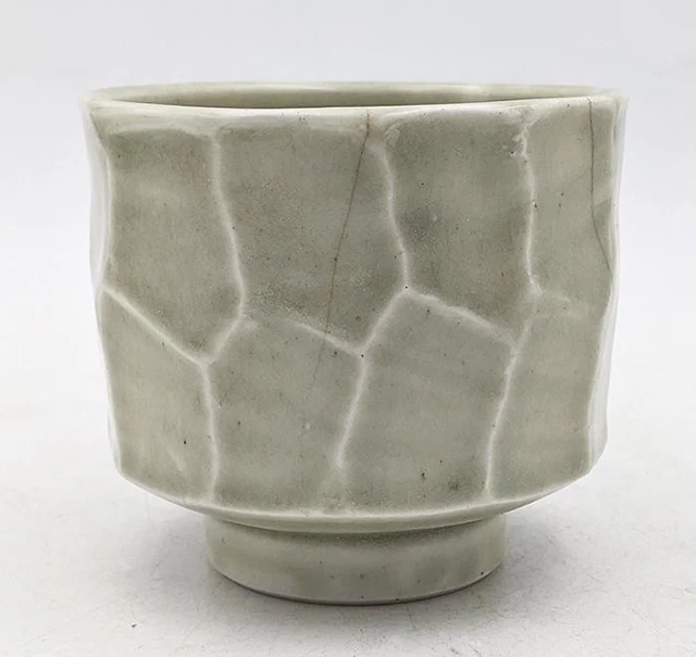 MARIANNE DE TREY Studio Pottery Faceted Celadon Cup / Yunomi 20Th ...