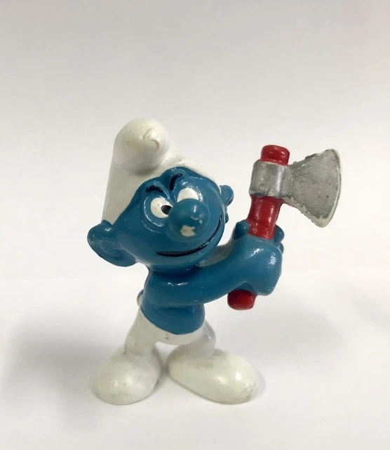 VINTAGE 1975 TOY SMURF The LUMBERJACK WOODCUTTER Axe by Bully Peyo ...