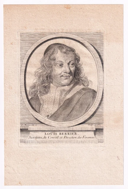 PORTRAIT XVIIIE LOUIS Berryer Berrier Comte De Ferrières Claude Mellan ...