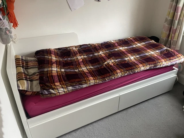 IKEA FLEKKE DAY-BED Frame with 2 Drawers, White, 80x200 cm, 2 ...