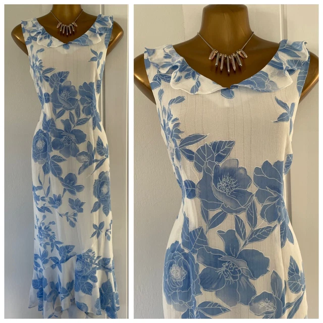 JACQUES VERT MIDI dress size 10 blue Mother Of The Bride Occasion ...