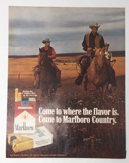 Original Print Ad 1972 Marlboro Country Welcome Where Flavor Is
