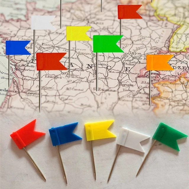 100 PCS TACKS for Cork Board School Office Map Pins Colorful Thumb ...