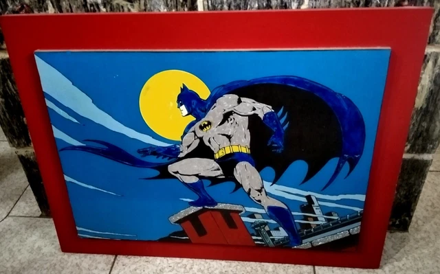 QUADRO IN LEGNO Batman Fumetti Pop Art Vernice Con Borbo Rilievo EUR 53 ...
