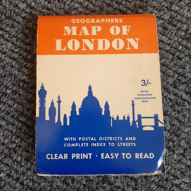 GEOGRAPHERS MAP OF LONDON Underground Theatres indexed and folded ...