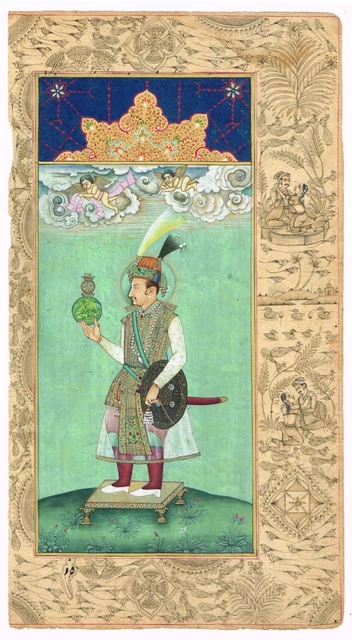 MINIATURE PORTRAIT PAINTING Of Mughal Emperor Akbar Handmade Finest Art ...