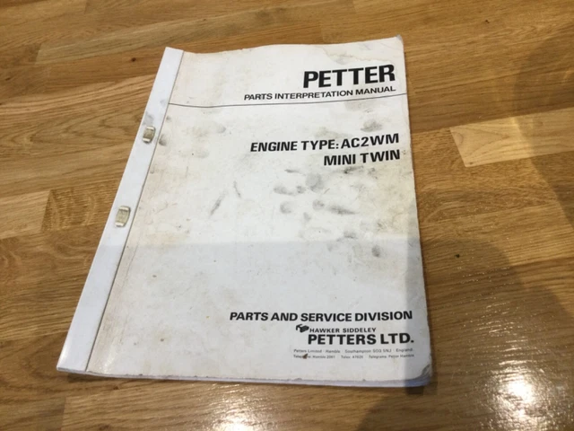 PETTER MINI TWIN AC2 diesel marine engine manual book large . £5.00 ...