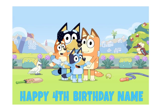 BLUEY EDIBLE ICING Cake Topper A4 size Personalised $20.45 - PicClick AU