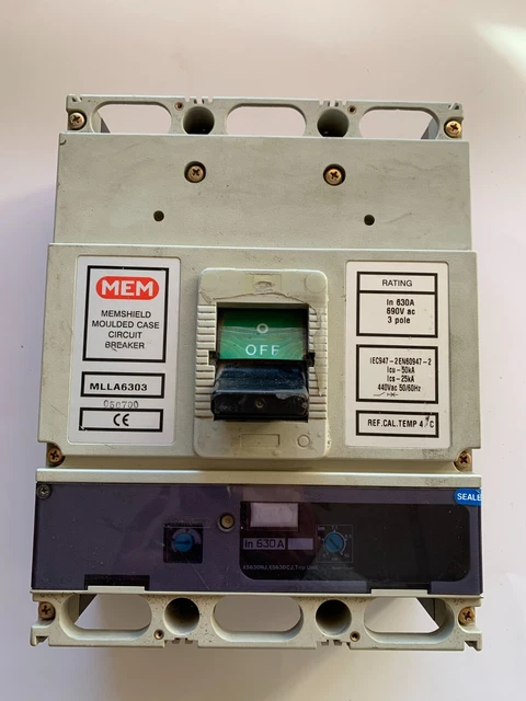 EATON MEM 630A Mccb Memshield 2 Main Switch 3 Pole 3 Phase Adj Mlla6303 ...