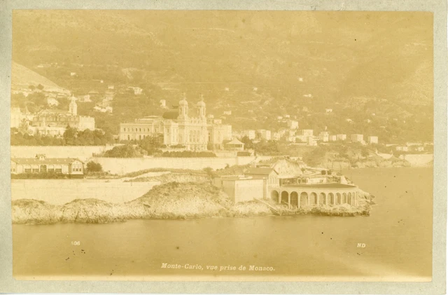 MONACO, MONTE-CARLO, VUE prise de Monaco vintage albumen print, Tirage albu EUR 59,00 - PicClick FR