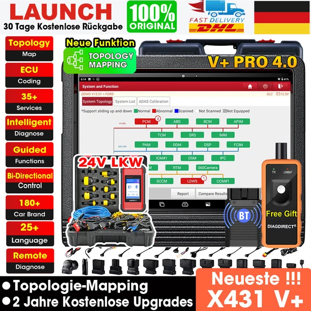LAUNCH X431 V+ & SmartLink C HD PRO 5 OBD2 Diagnosegerät Key ...