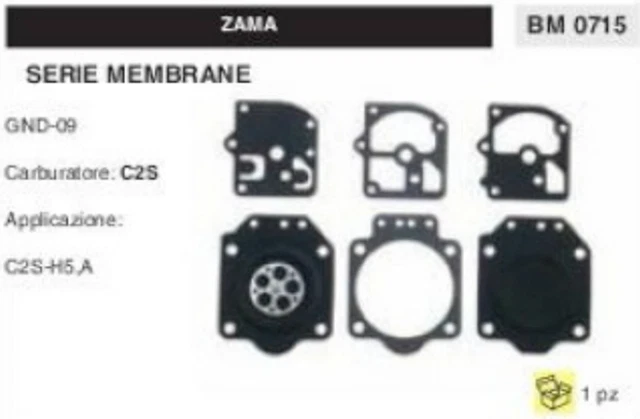 KIT SERIE MEMBRANE membrana COMPLETA PER CARBURATORE C2S ZAMA GND-09 ...
