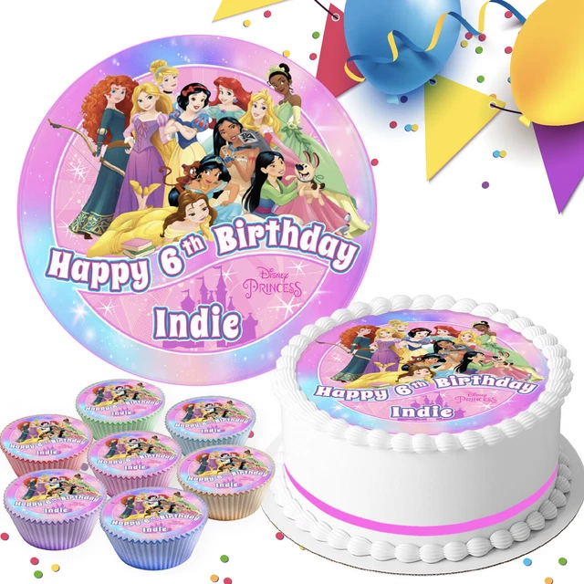 PRINCESS BIRTHDAY PARTY Personalised Edible Cake Topper & Cupcake ...