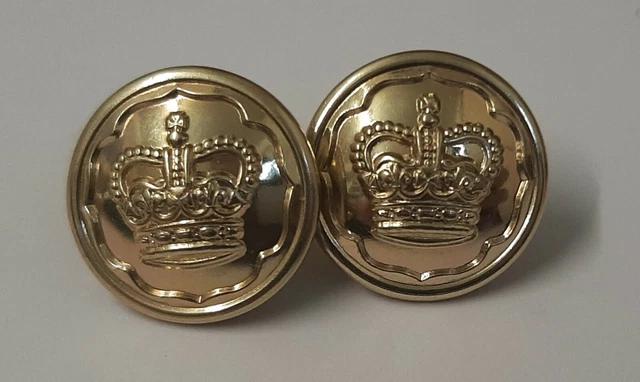 GENUINE BRITISH MILITARY Issue Royal Crown And Border Buttons 1 Pair ...