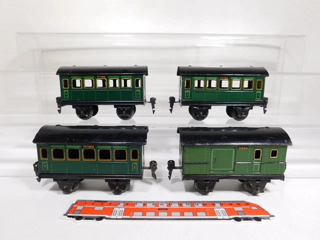 4X MÄRKLIN SPUR 0 Tin Cars 17190 Passenger Car 17200 Baggage Car #DU228 ...