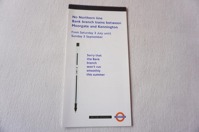 LONDON UNDERGROUND TUBE Map No Northern Line Bank Branch VGC £9.99 ...