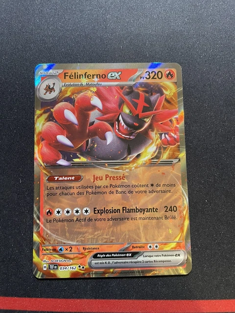 CARTE POKÉMON FÉLINFERNO EX 034/162 EV5 TEF forces temporelles NEUF FR ...