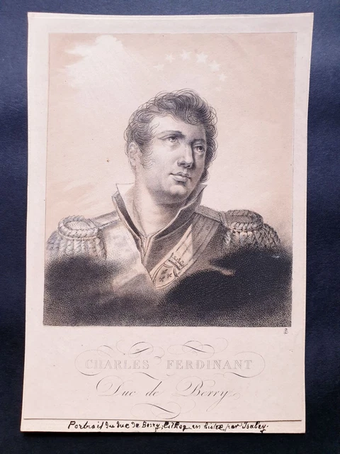 GRAVURE ANCIENNE - CHARLES FERDINAND Duc de BERRY - Par Jean-Baptiste ...