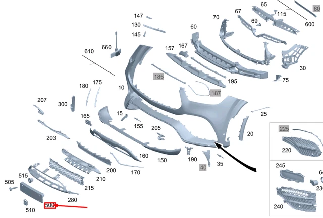 NUOVO MERCEDES-BENZ GLE W167 Portatarga Anteriore A1678800501 Originale ...