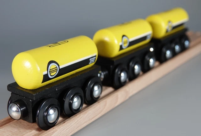 3 X OIL/GAS Tanker Wagons Trucks for Brio Thomas and Friends Wooden ...