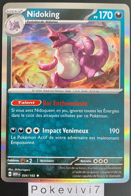 CARTE POKEMON NIDOKING 034/165 HOLO EV3.5 Ecarlate et Violet MEW 151 FR NEUF EUR 1,90 - PicClick FR