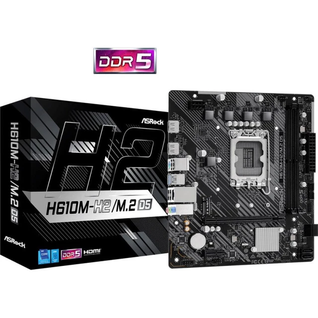 MAINBOARD, ASROCK, INTEL H610, LGA1700, Micro-ATX, Memory DDR5, Memory ...