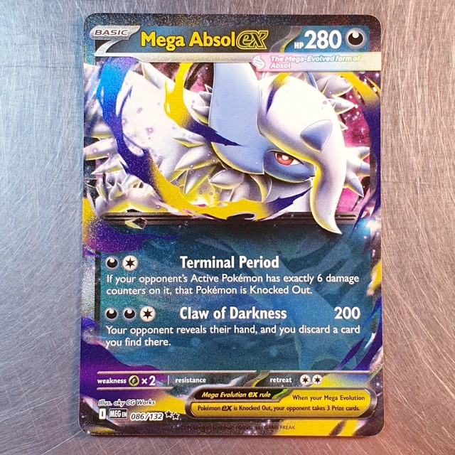 2025 MEGA EVOLUTION Mega Absol Ex Card HOLO Double Rare 086/132 Pokemon ...