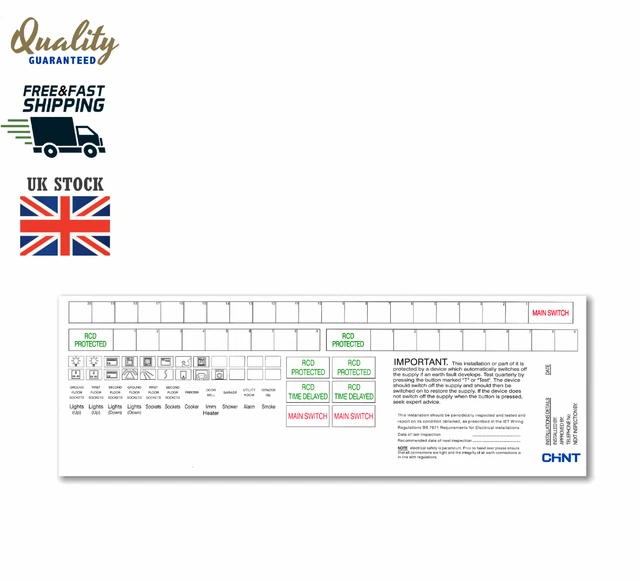 CHINT STICKER LABEL Identification Set Consumer Unit Fuse board ...
