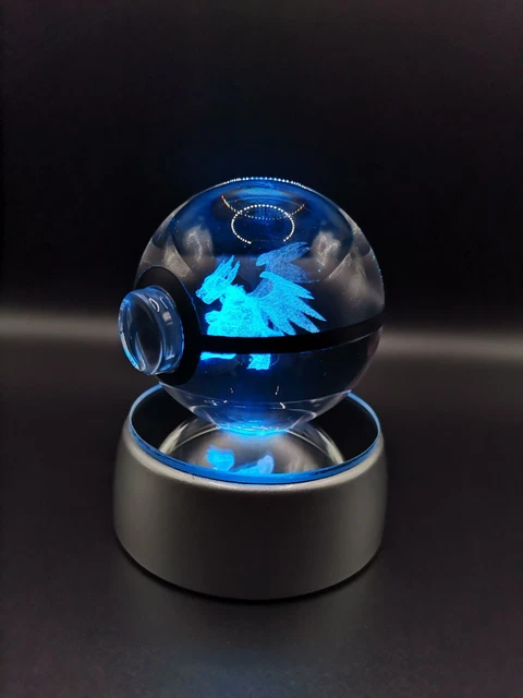3D CRYSTAL BALL Pokémon Mega Charizard X Pokeball Engraving Crystal Led ...