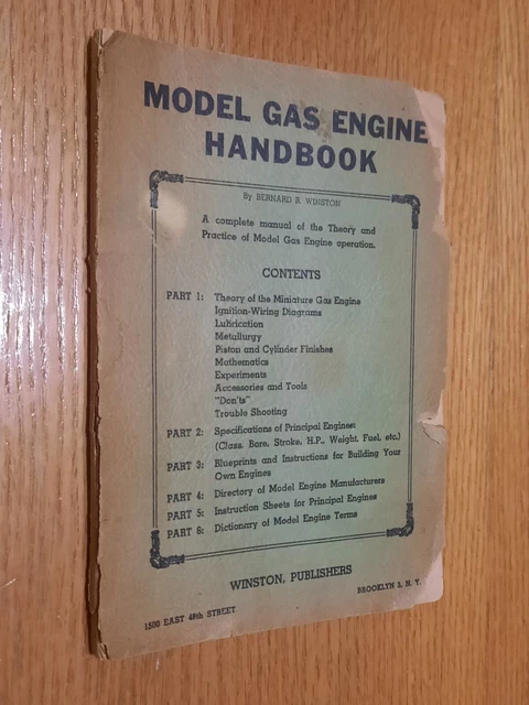 MODEL GAS ENGINE Handbook Complete Manual Theory & Practice Bernard Winston 1st £184.43 ...