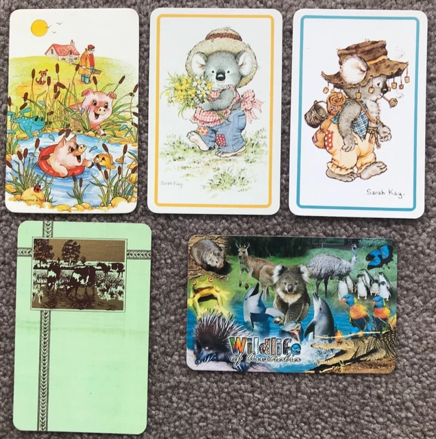 .VINTAGE SWAP PLAYING cards farm animals cows pigs koalas Australian ...