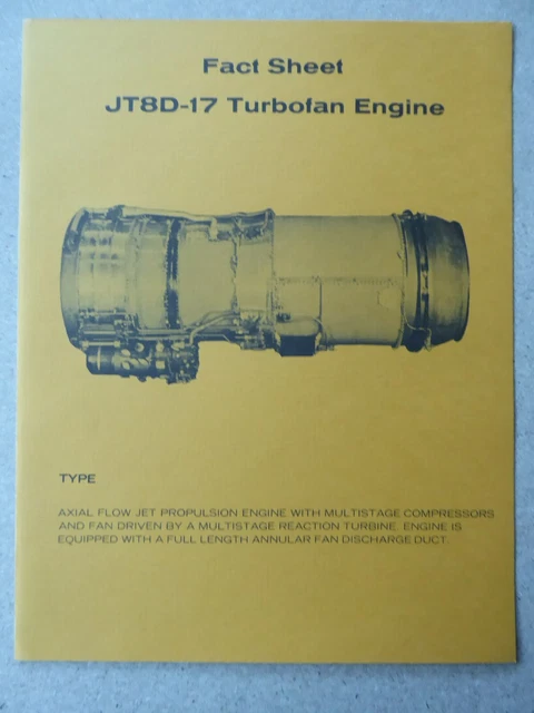 1974 PRATT WHITNEY Jt8D-17 Turbofan Engine Douglas Dc-9 Boing Pamphlet ...