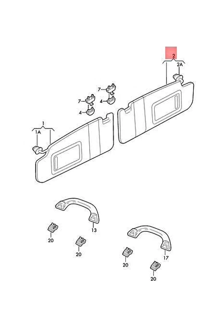 GENUINE VW SKODA Sun Visor With Mirror And Cover Pearl Grey ...