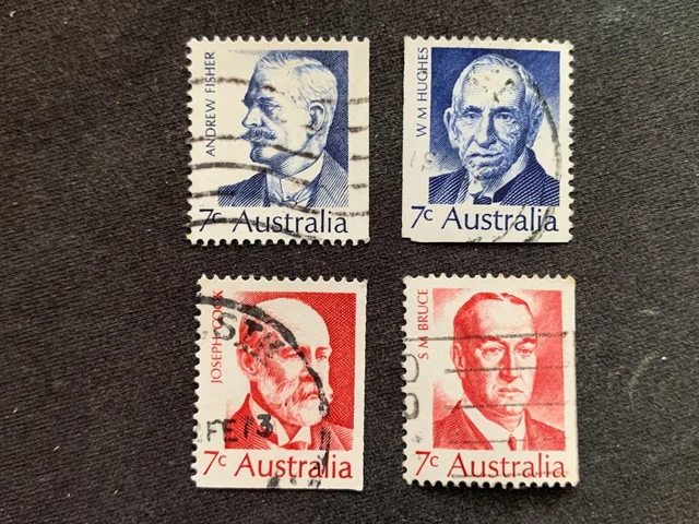 1972 AUSTRALIA AUSTRALIAN Prime Ministers Full Set 4 X 7C Booklet ...