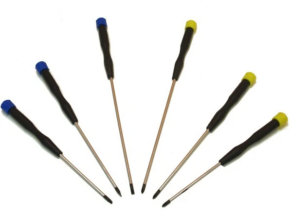 6 PIECE COLOUR Coded Long Precision Screwdriver Set Philips Slotted ...