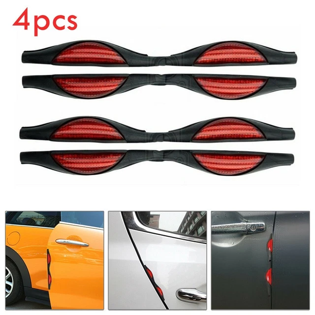 SCRATCH PREVENTION CAR Door Guards Red Reflectors Protect Edges 4 Pack ...